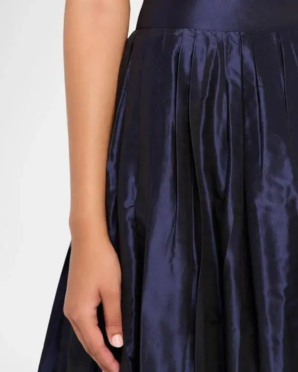 Carolina Herrera Pleated Silk Ball Skirt - Dkblue