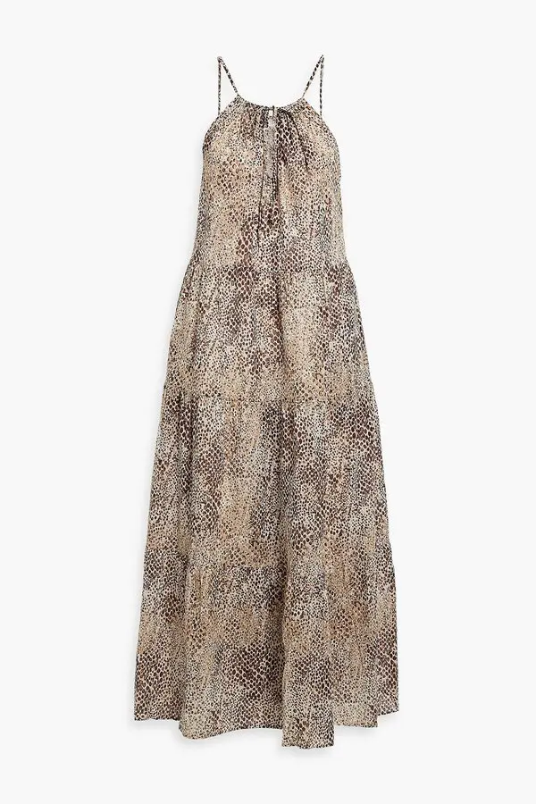 Seafolly Tiered Printed Cottonvoile Maxi Dress - Brown