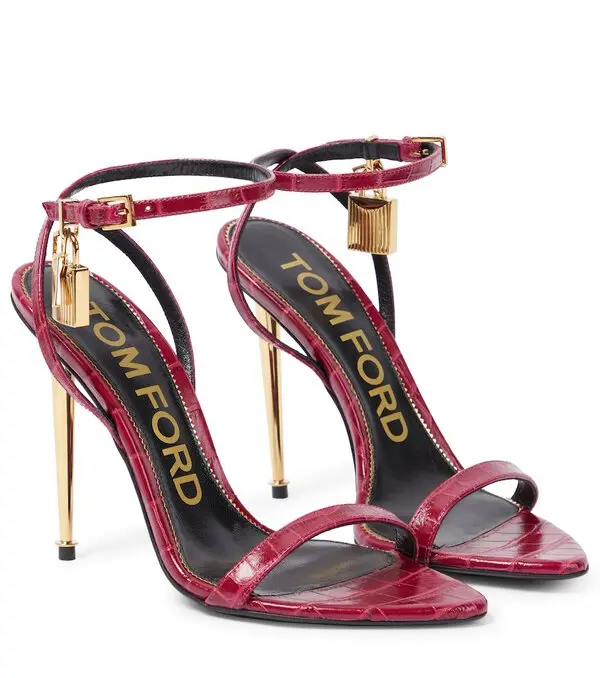 TOM FORD Padlock Croc-effect Leather Sandals
