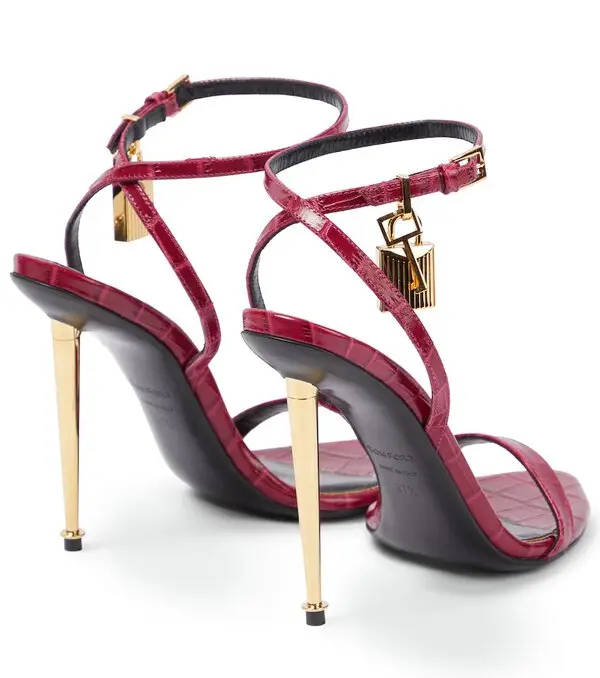 TOM FORD Padlock Croc-effect Leather Sandals