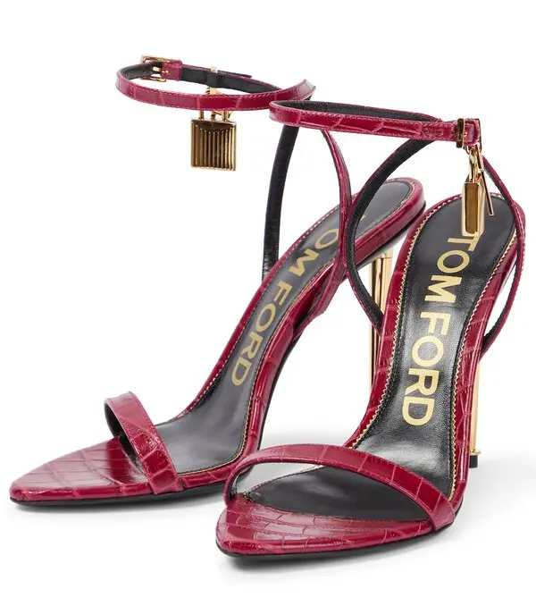 TOM FORD Padlock Croc-effect Leather Sandals