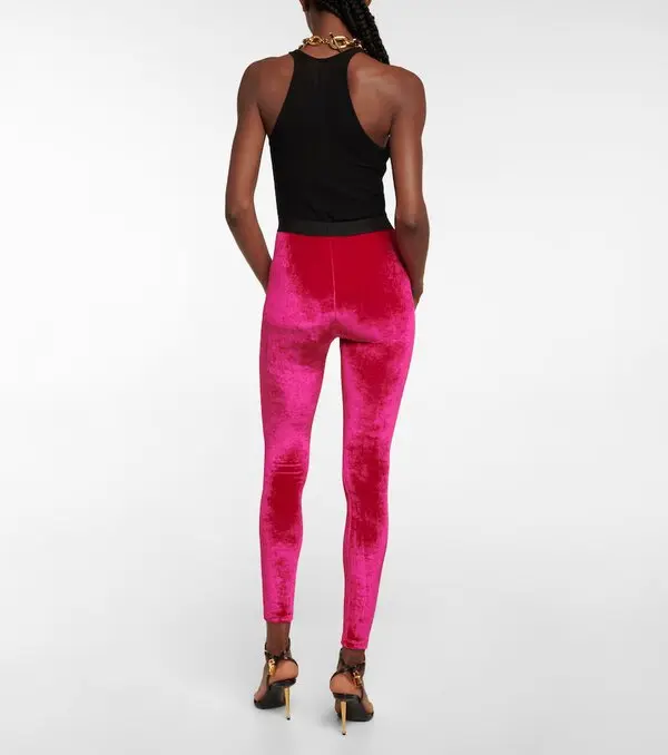 TOM FORD Logo Velvet Leggings - Pink