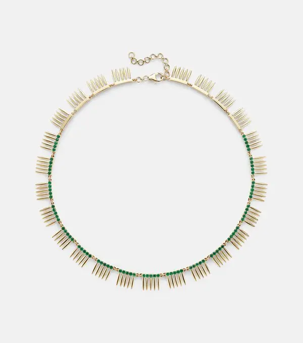Ileana Makri 18kt Gold Necklace With Emeralds - Green