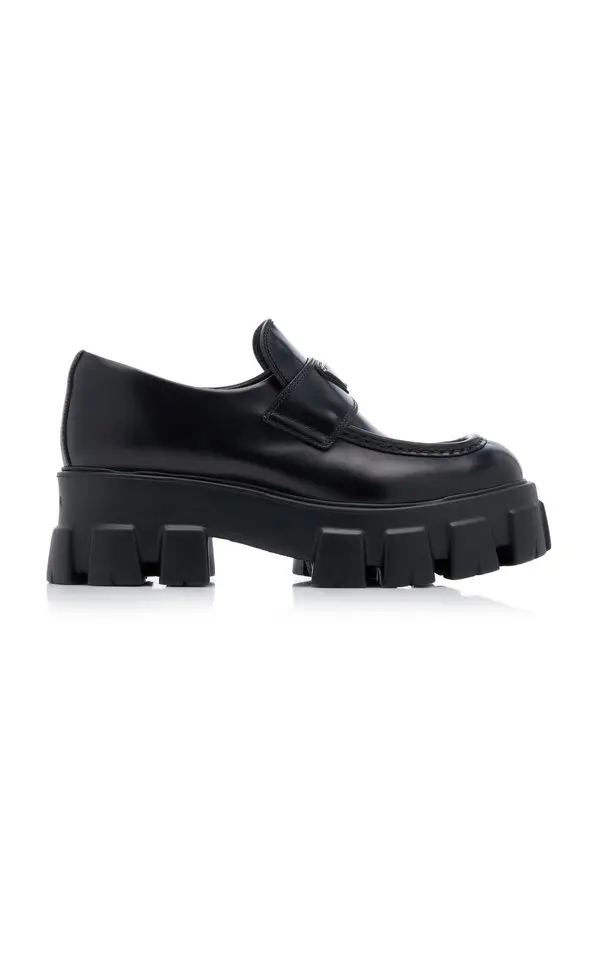 Prada Monolith Leather Loafers - Black