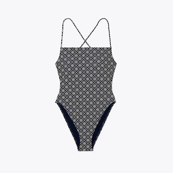 Tory Burch Printed Tie-back One-piece Swimsuit