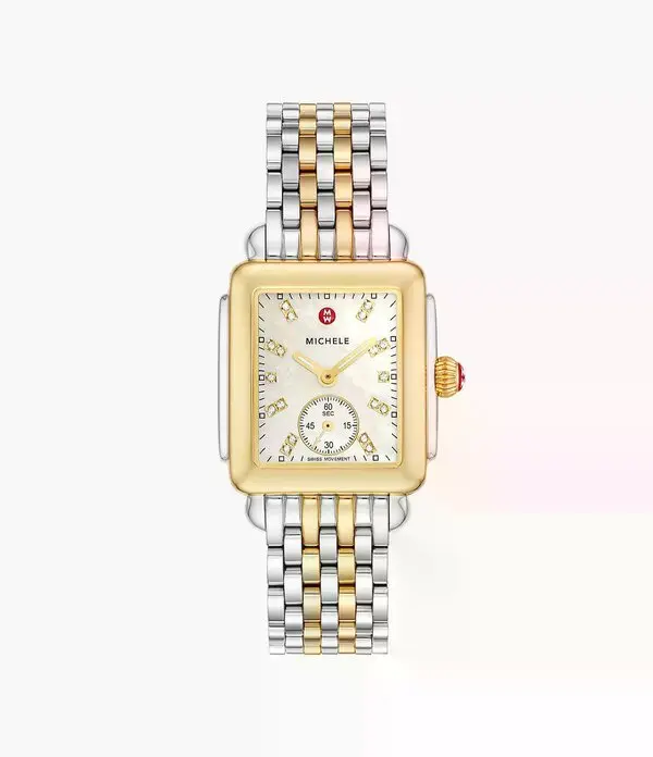 Michele Deco Mid Two-tone Diamond Dial Watch - 18k 2-tone Gold-plated
