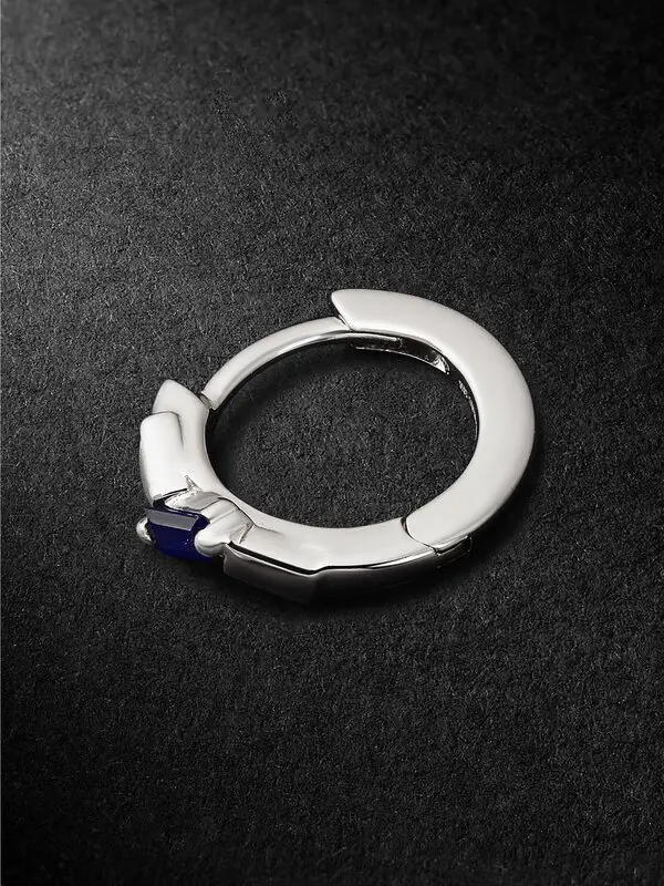 SUZANNE KALAN 18-karat White Gold Sapphire Hoop Earring - Silver