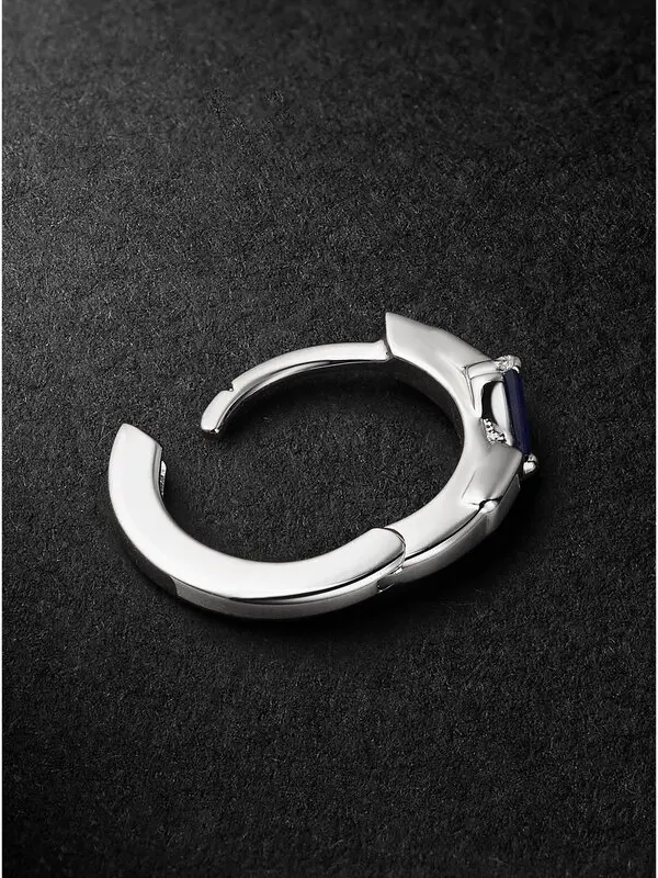 SUZANNE KALAN 18-karat White Gold Sapphire Hoop Earring - Silver