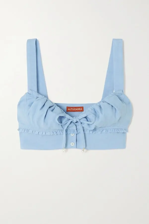 Altuzarra Bijou Cropped Linen-blend Top