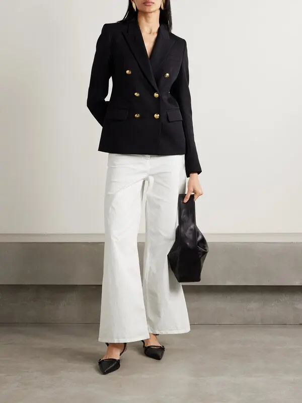 NILI LOTAN Megan Cotton-blend Twill Wide-leg Pants - White