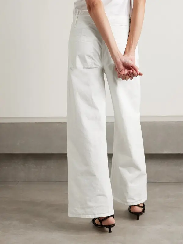 NILI LOTAN Megan Cotton-blend Twill Wide-leg Pants - White