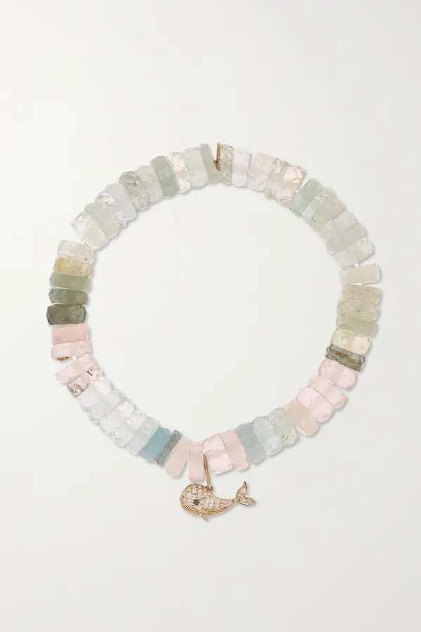 SYDNEY EVAN Whale Aquamarine And Diamond Bracelet - Pink