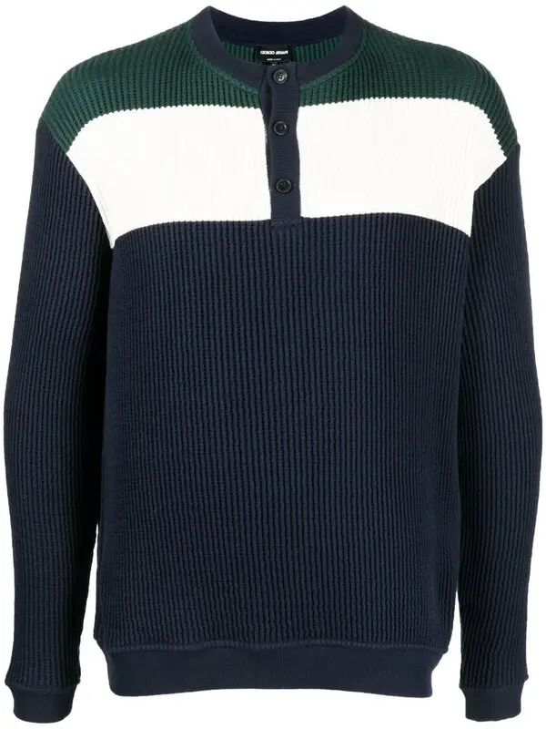 Giorgio Armani Ribbed-knit Polo Jumper