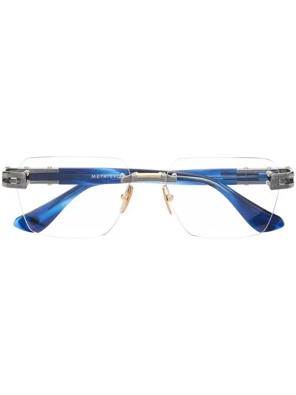 Dita Rimless Square-frame Glasses - Blue