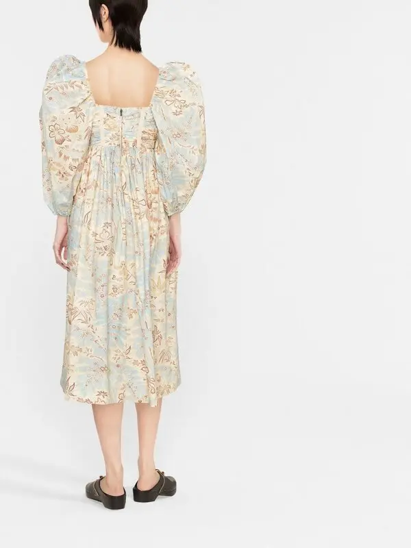 Ulla Johnson Graphic-print Square Neck Midi Dress