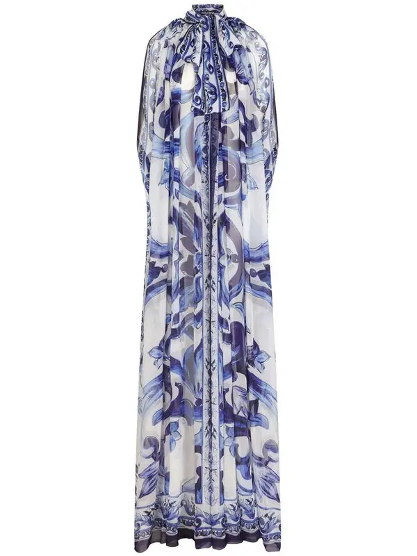 Dolce & Gabbana Maiolica-print Silk Cape