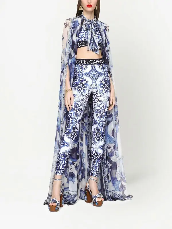 Dolce & Gabbana Maiolica-print Silk Cape
