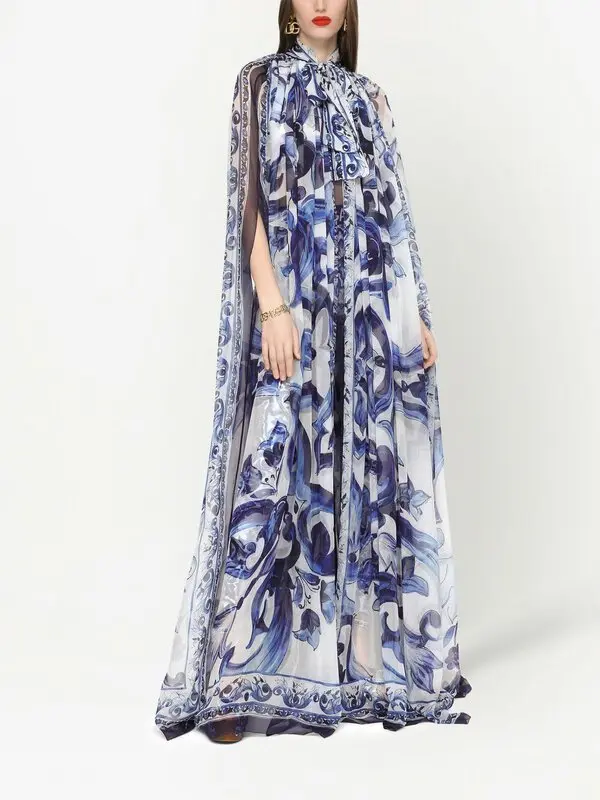 Dolce & Gabbana Maiolica-print Silk Cape