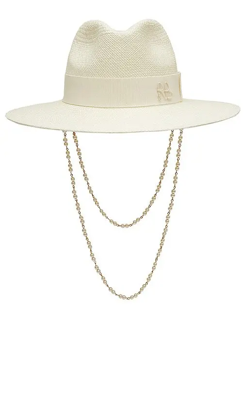 Ruslan Baginskiy Double Chain Strap Fedora Hat - White