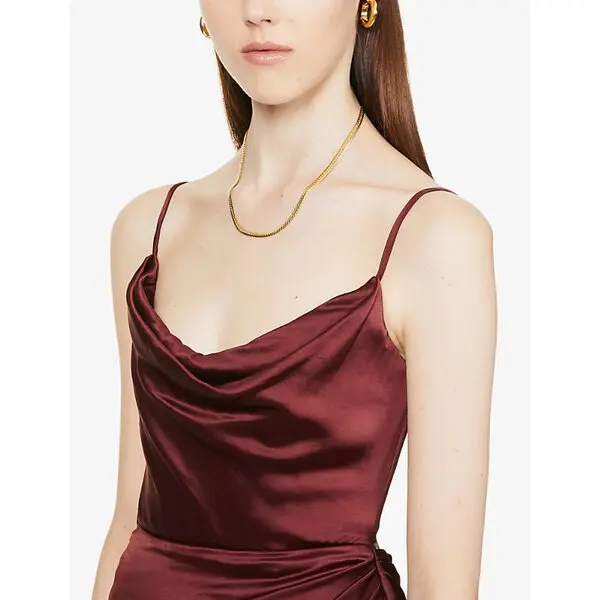 House Of Cb Reva Corset Satin Midi Dress - Raisin
