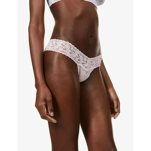 Hanky Panky Signature Lace Low-rise Stretch-jersey Thong - Bliss Pink