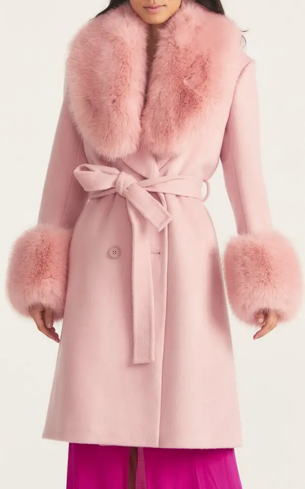 LoveShackFancy Havilina Wool Coat Neutral/pink Only