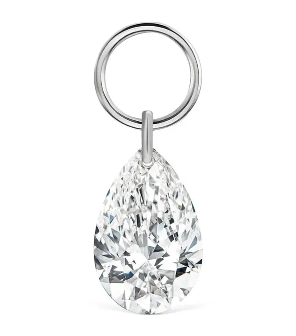 MARIA TASH Gold Pear Floating Diamond Charm - White