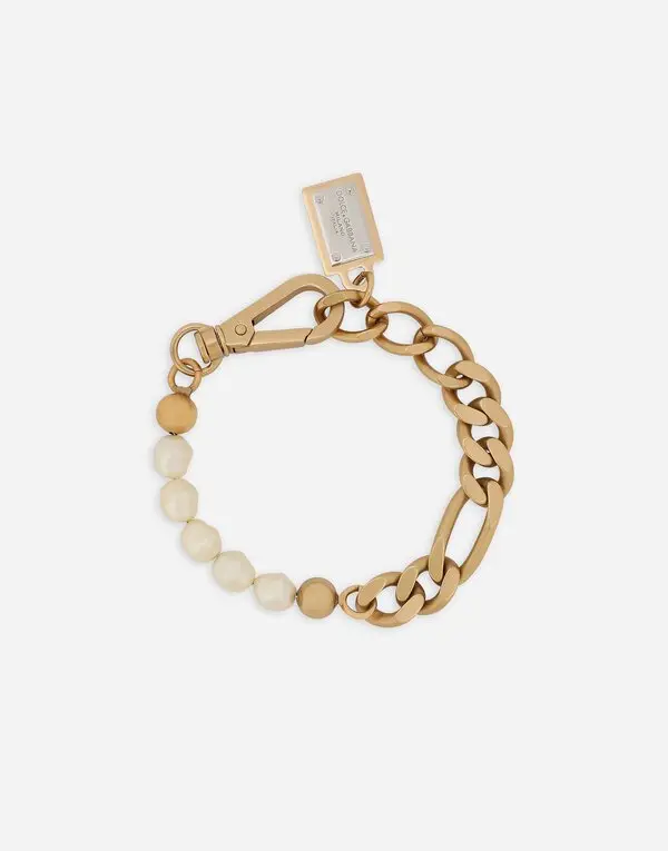 Dolce & Gabbana Link Bracelet With Pearls - Gold