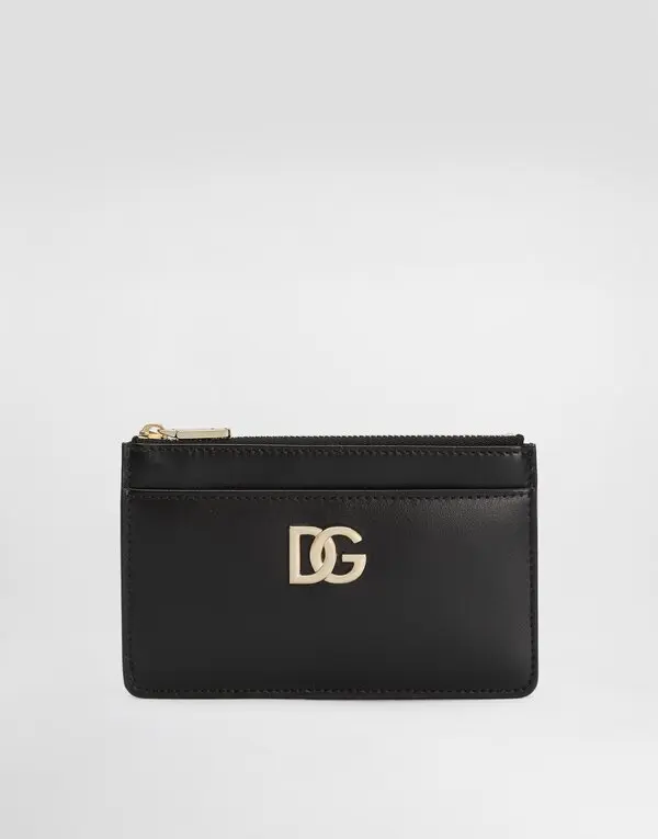 Dolce & Gabbana Calfskin Card Holder With Dg Logo - Black