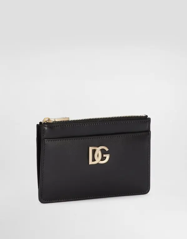 Dolce & Gabbana Calfskin Card Holder With Dg Logo - Black