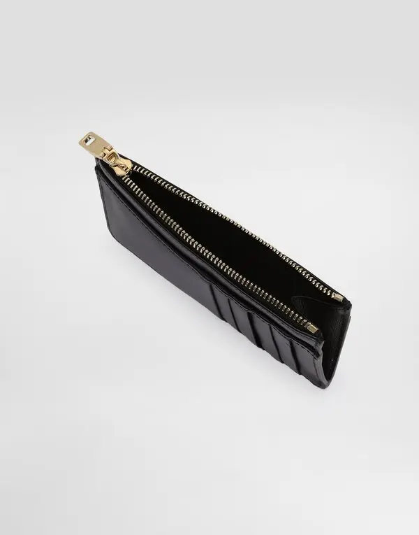 Dolce & Gabbana Calfskin Card Holder With Dg Logo - Black