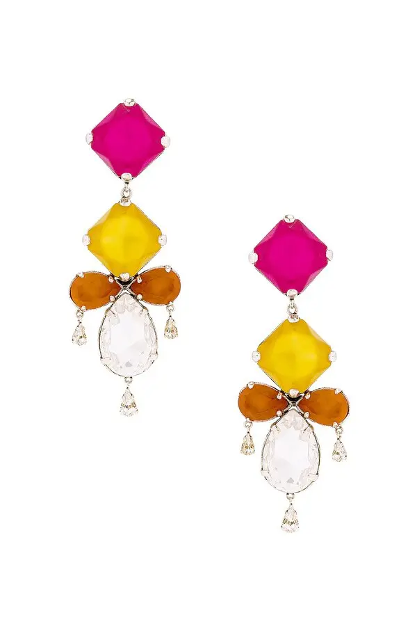 Saint Laurent Baroque Chandelier Earrings - Argent Oxyde Fuchsia