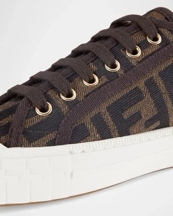 Fendi Ff Jacquard Low-top Sneakers - Brown