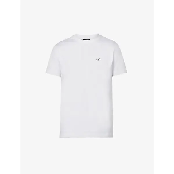 Emporio Armani Brand-patch Crewneck Cotton-jersey T-shirt - Bianco Ottico