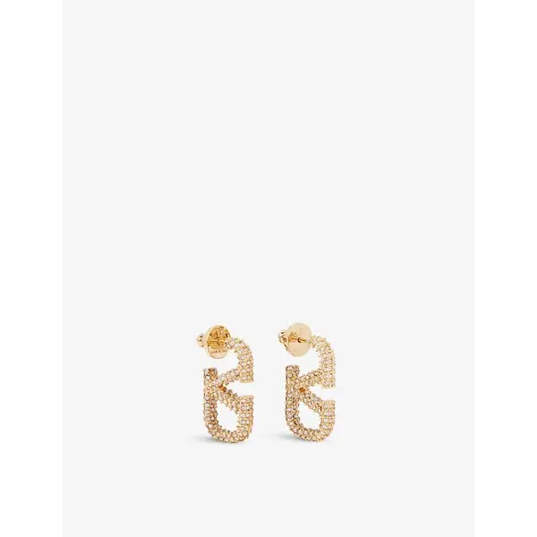 Valentino Garavani Vlogo Rhinestone Earrings - Gold