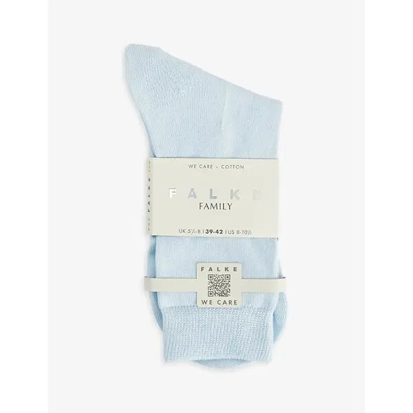 Falke Family Brand-print Cotton-blend Knitted Socks - 6594 Light Blue