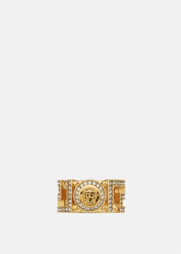 Versace Crystal Medusa Greca Ring