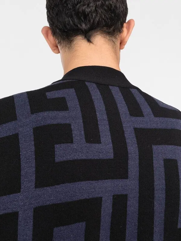 Balmain Monogram Print V-neck Cardigan