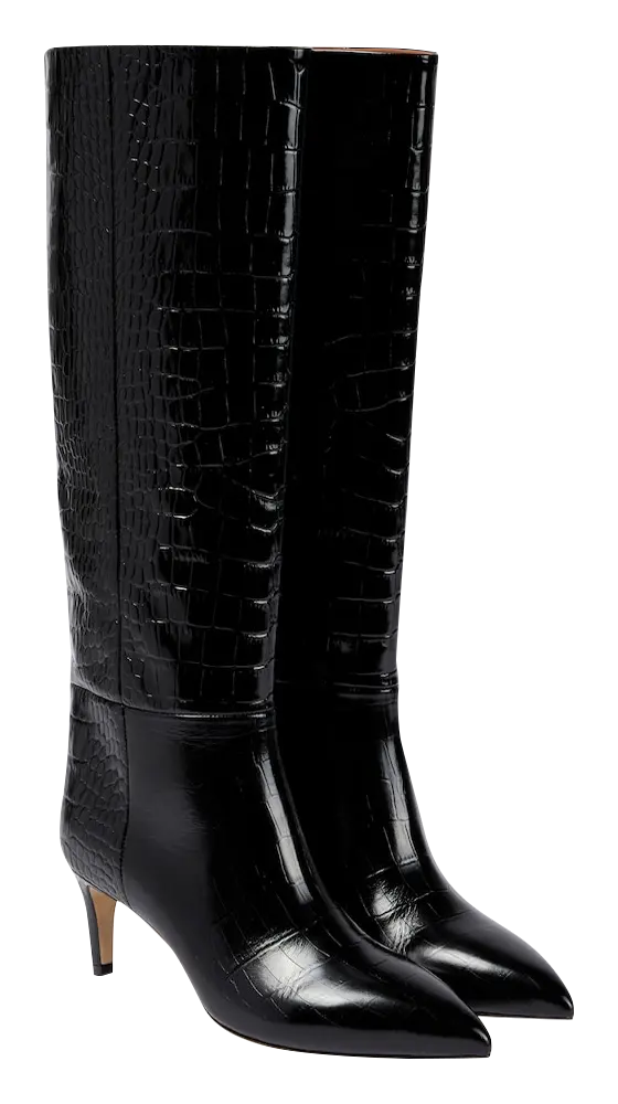 Paris Texas Croc-effect Leather Knee-high Boots - Black