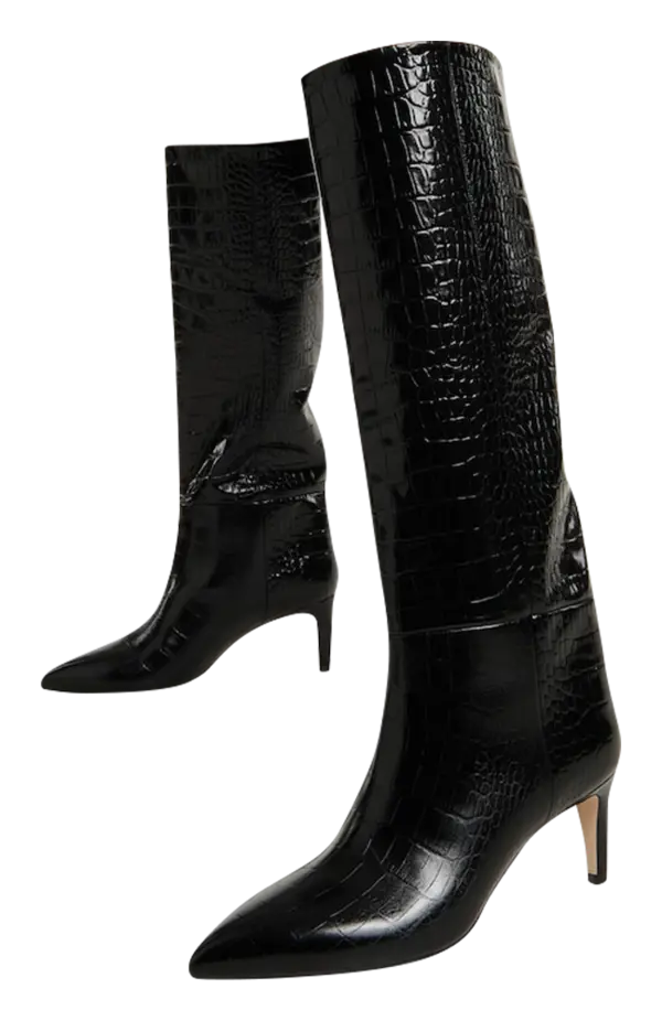 Paris Texas Croc-effect Leather Knee-high Boots - Black