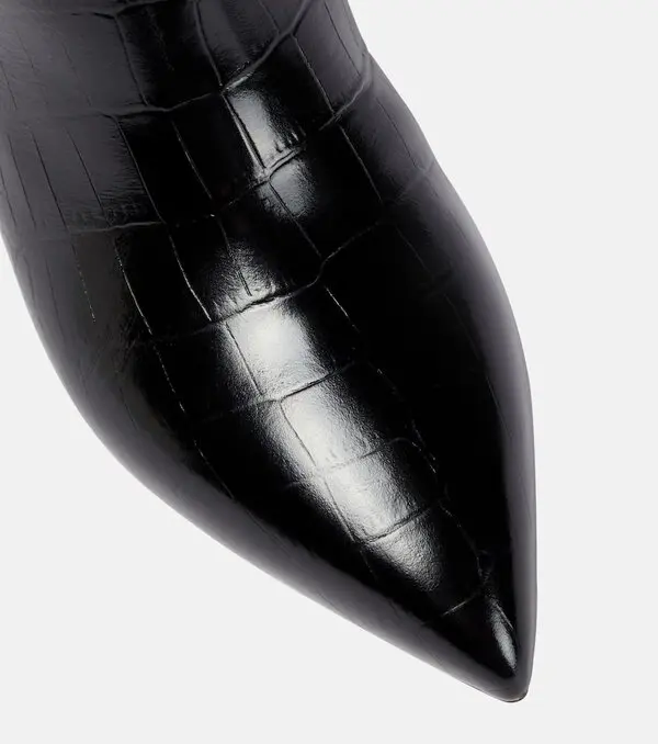 Paris Texas Croc-effect Leather Knee-high Boots - Black