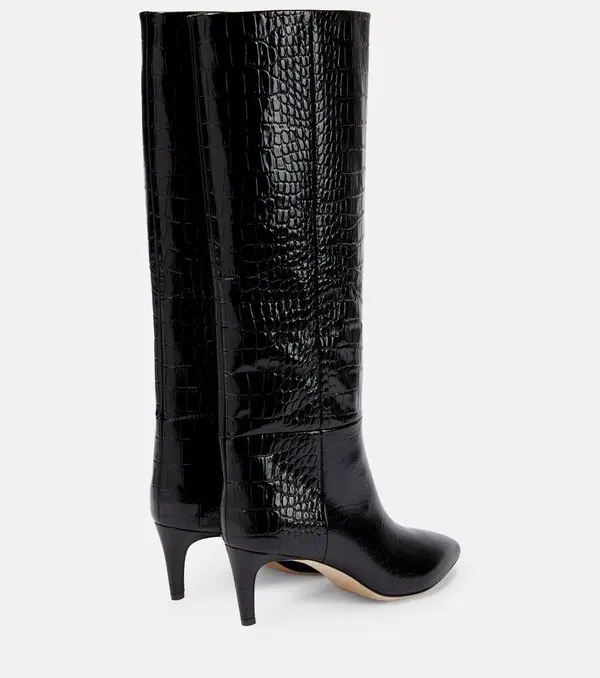 Paris Texas Croc-effect Leather Knee-high Boots - Black