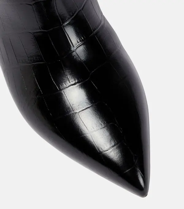 Paris Texas Croc-effect Leather Knee-high Boots - Black