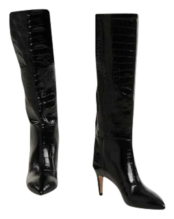 Paris Texas Croc-effect Leather Knee-high Boots - Black