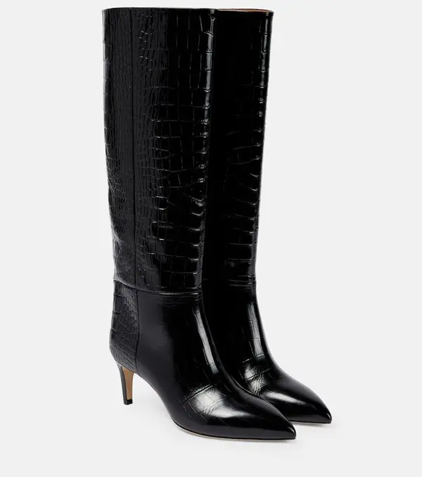 Paris Texas Croc-effect Leather Knee-high Boots - Black