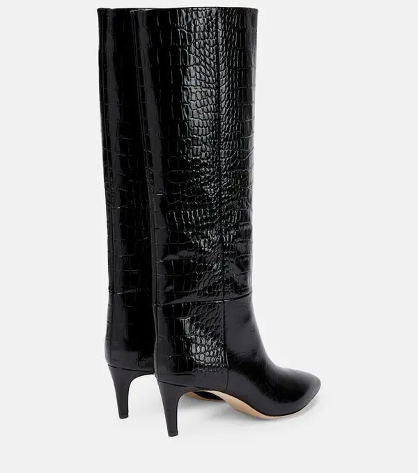 Paris Texas Croc-effect Leather Knee-high Boots - Black