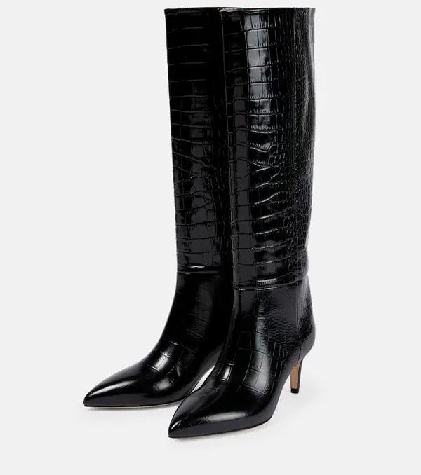 Paris Texas Croc-effect Leather Knee-high Boots - Black