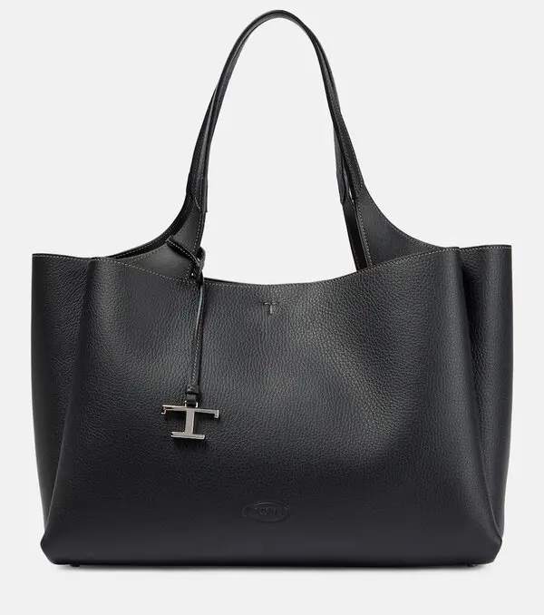 TOD'S Medium Leather Tote Bag - Black