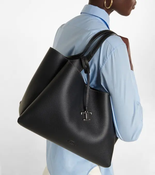 TOD'S Medium Leather Tote Bag - Black