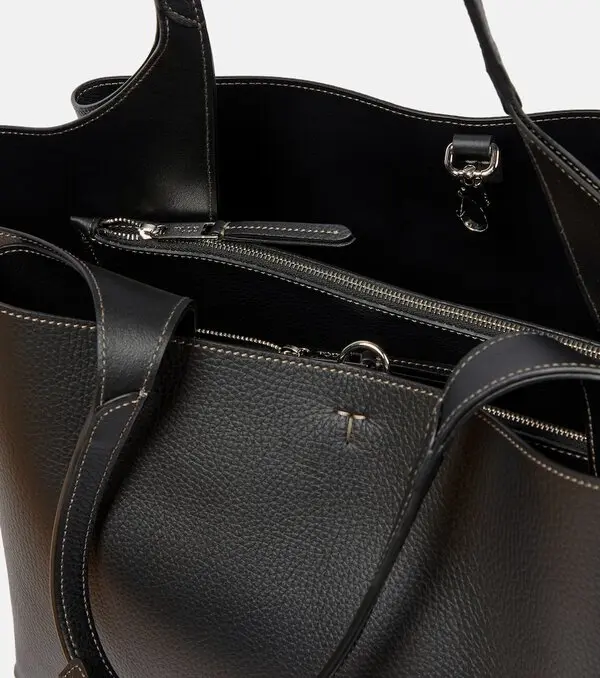 TOD'S Medium Leather Tote Bag - Black